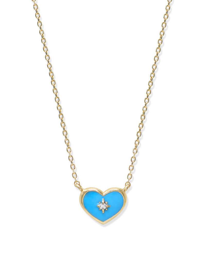 ANZIE | 14k Gold Jac+Jo Icon Turquoise Enamel Heart Pendant