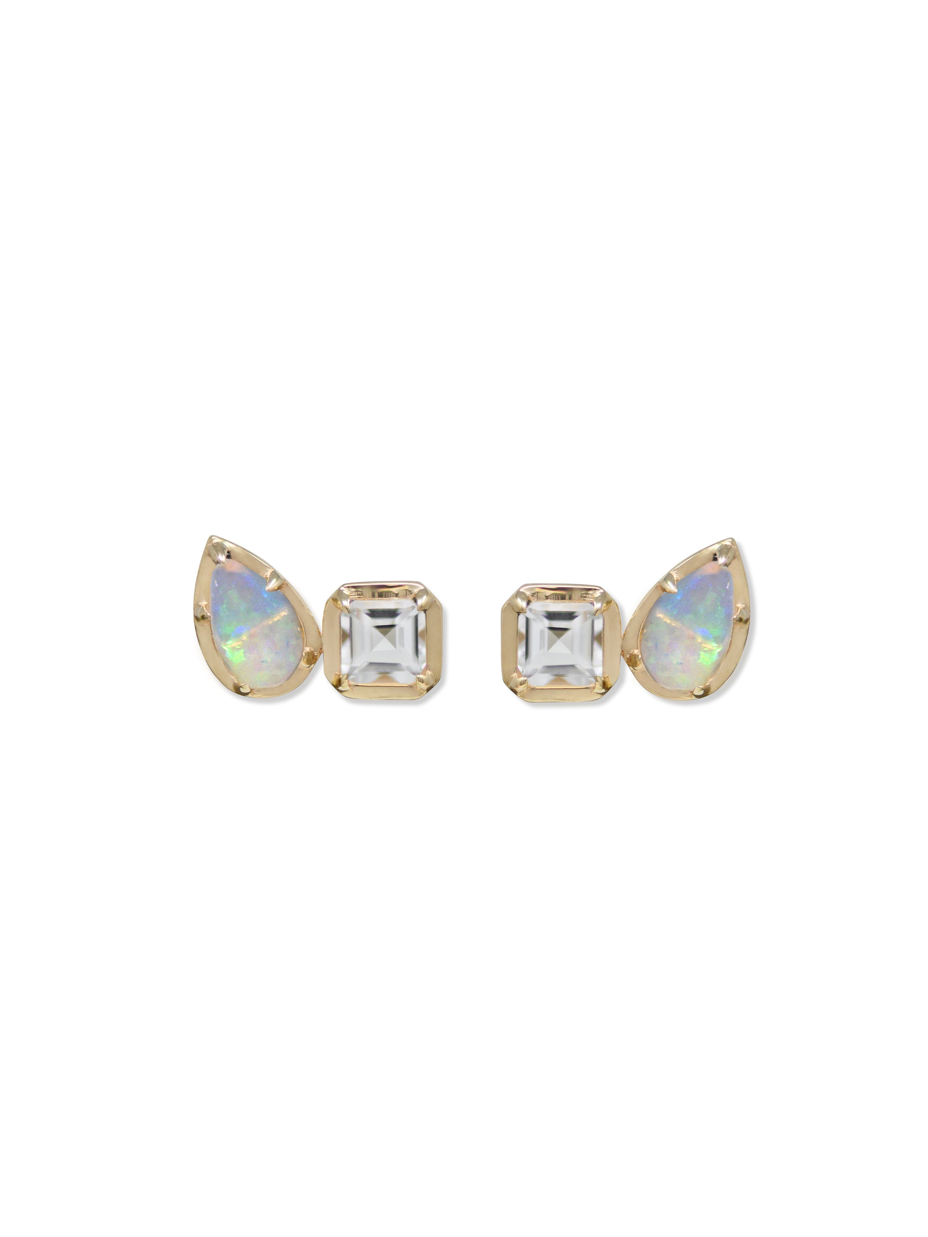 ANZIE | 14k Gold Opal Mélia Toi et Moi Cushion Stud