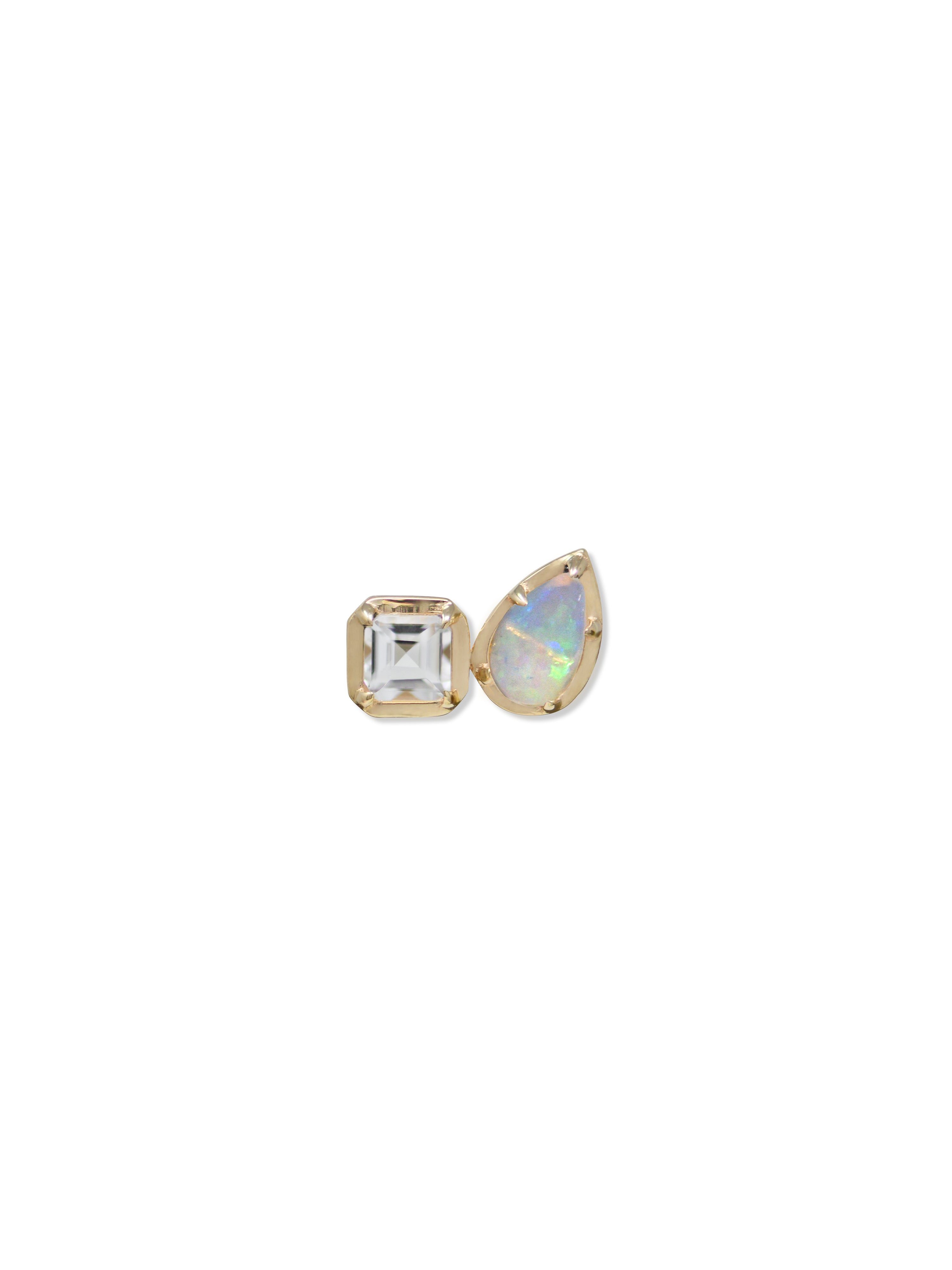 ANZIE | 14k Gold Opal Mélia Toi et Moi Cushion Stud
